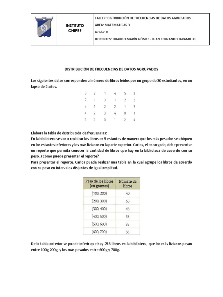Distribución de frecuencias de datos agrupados: Un taller interactivo ...