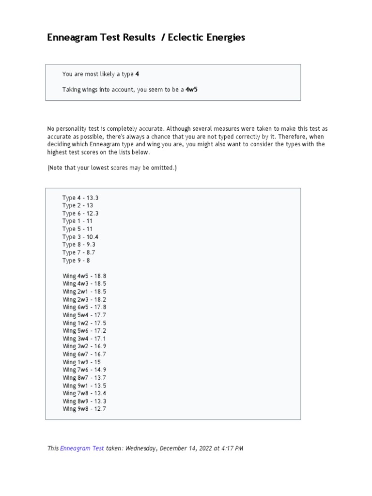 Enneagram Test | PDF