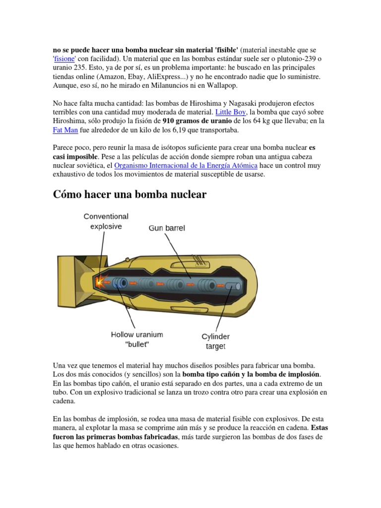 Como Hacer Una Bomba Nuclear | PDF | La energía nuclear | Armas nucleares