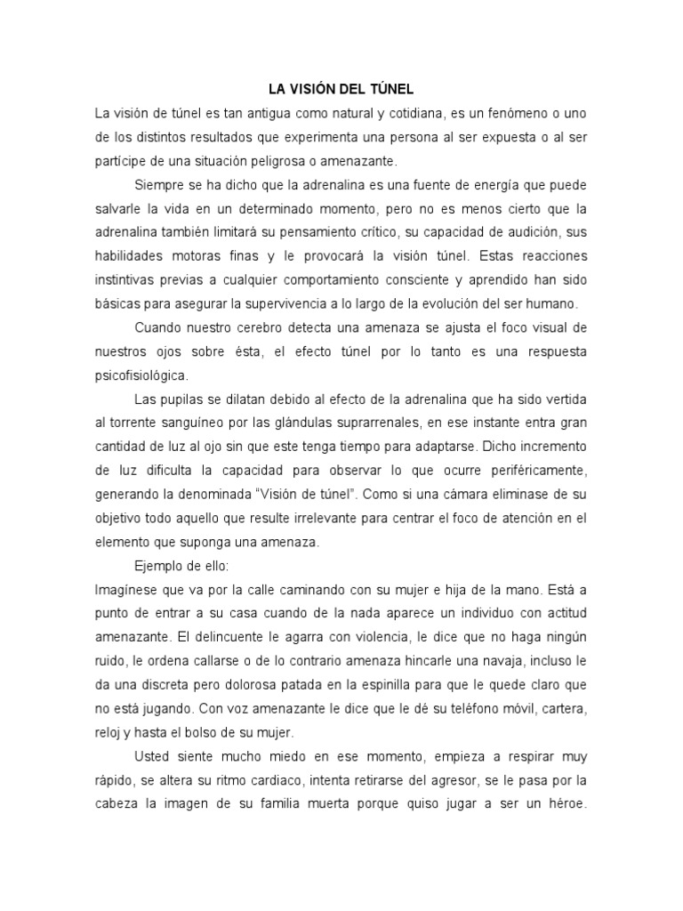 Efectos de la Visión de Túnel | PDF | Percepción visual | Ojo