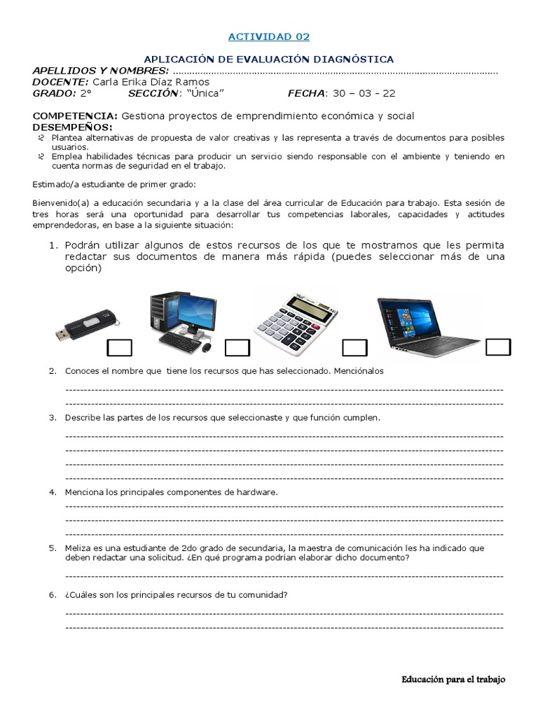 2° A - Eval. diagnóstica | PDF | Iniciativa empresarial