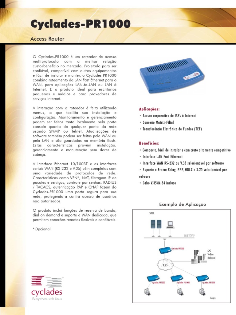 Cyclades PR1000 | PDF | Endereço de IP | Roteador (informática)