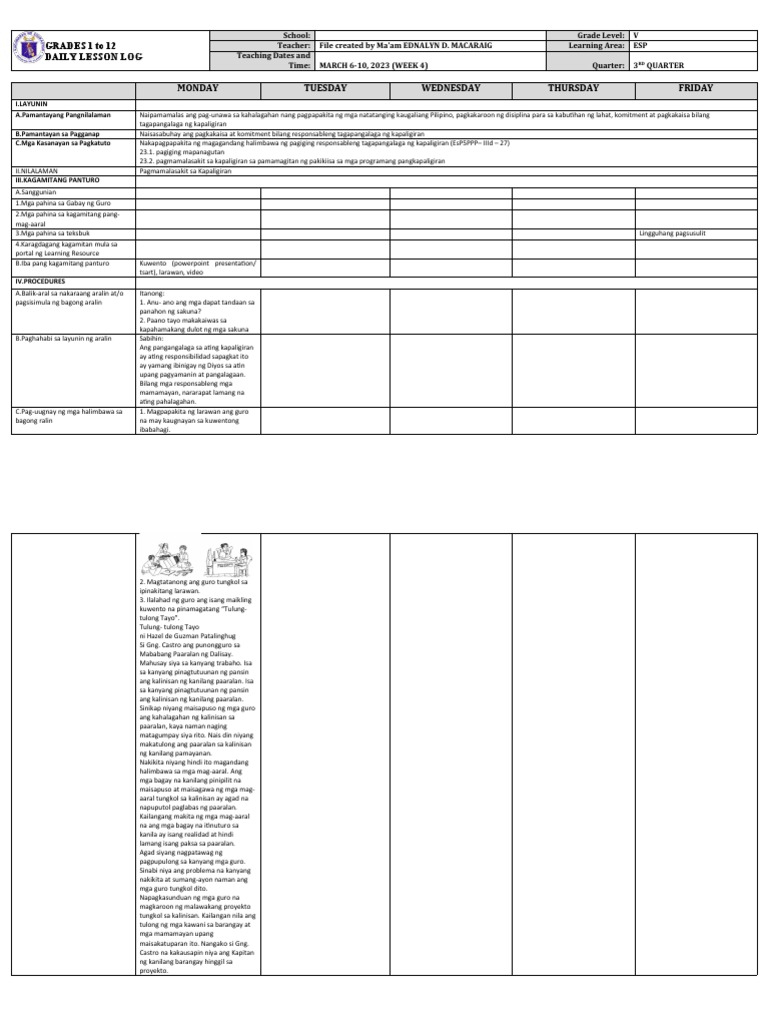 DLL Esp-5 Q3 W4 | PDF
