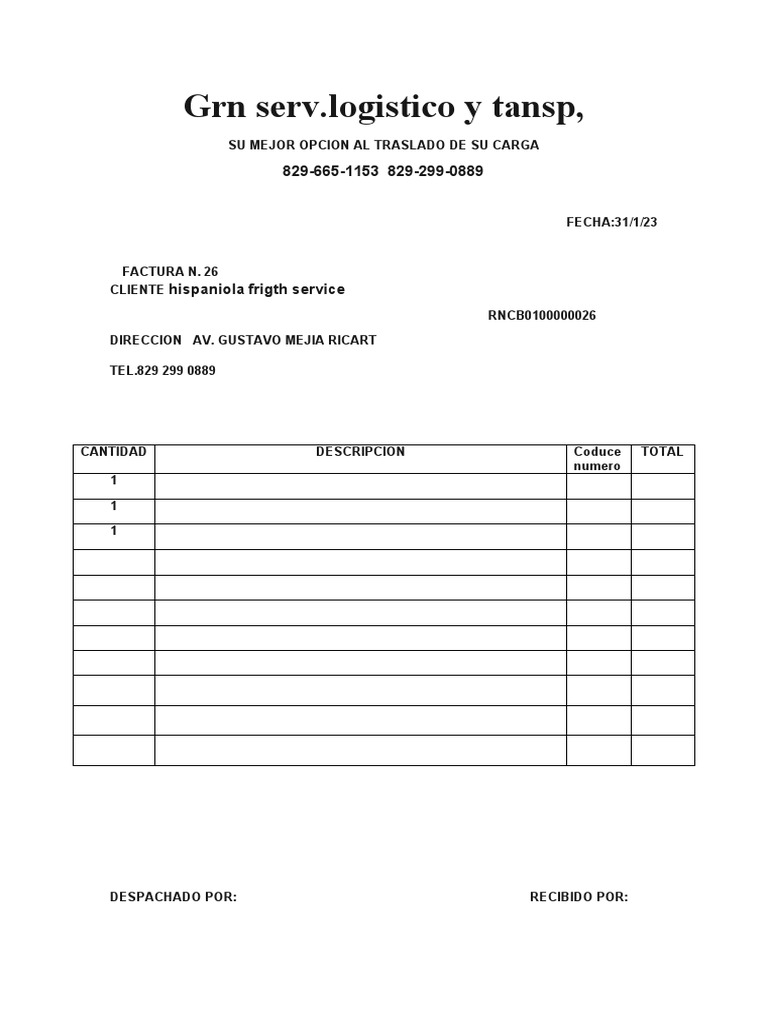 FACTURA EN BLANCO.docx | PDF
