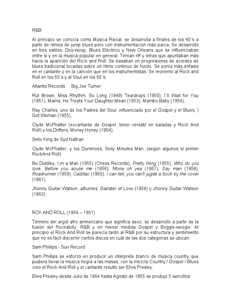 Estilos Musicales Americanos | PDF | Rock and roll | Musica Popular