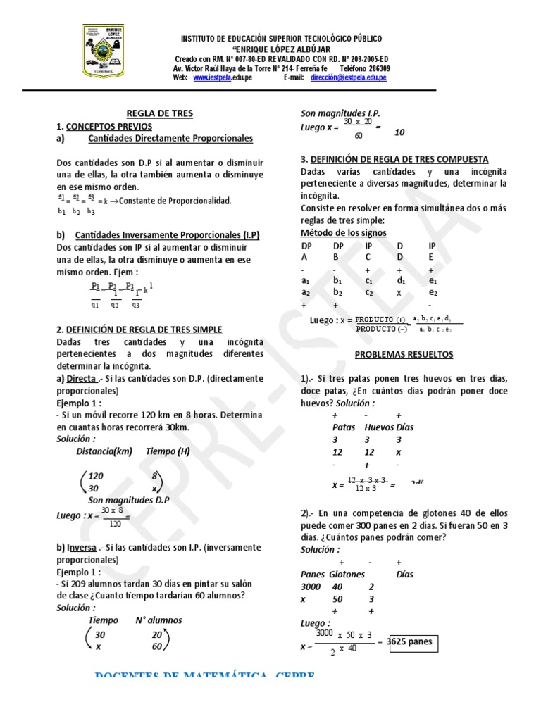 Sem4-Regla de Tres - Porcentajes-Cepre | PDF | Matemática Elemental | Álgebra