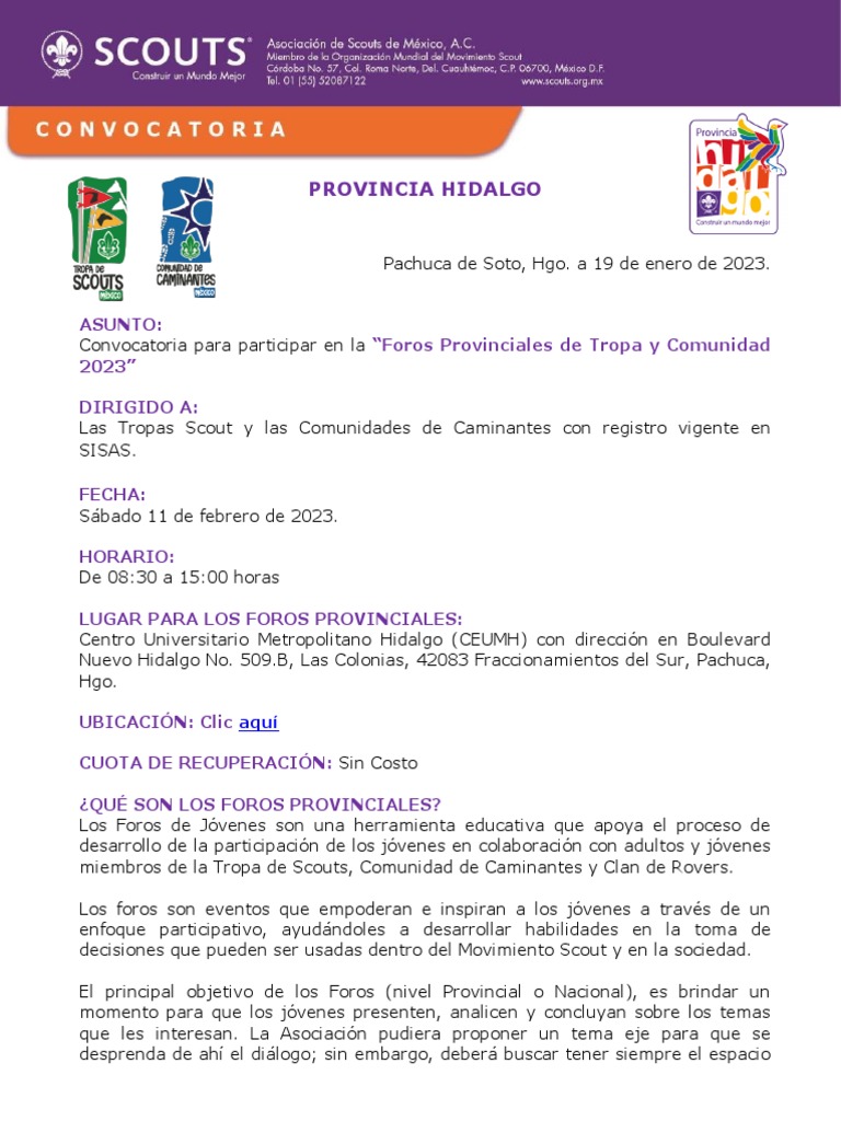 Convocatoria Foros Tropa y Comunidad 2023 | PDF | Exploración