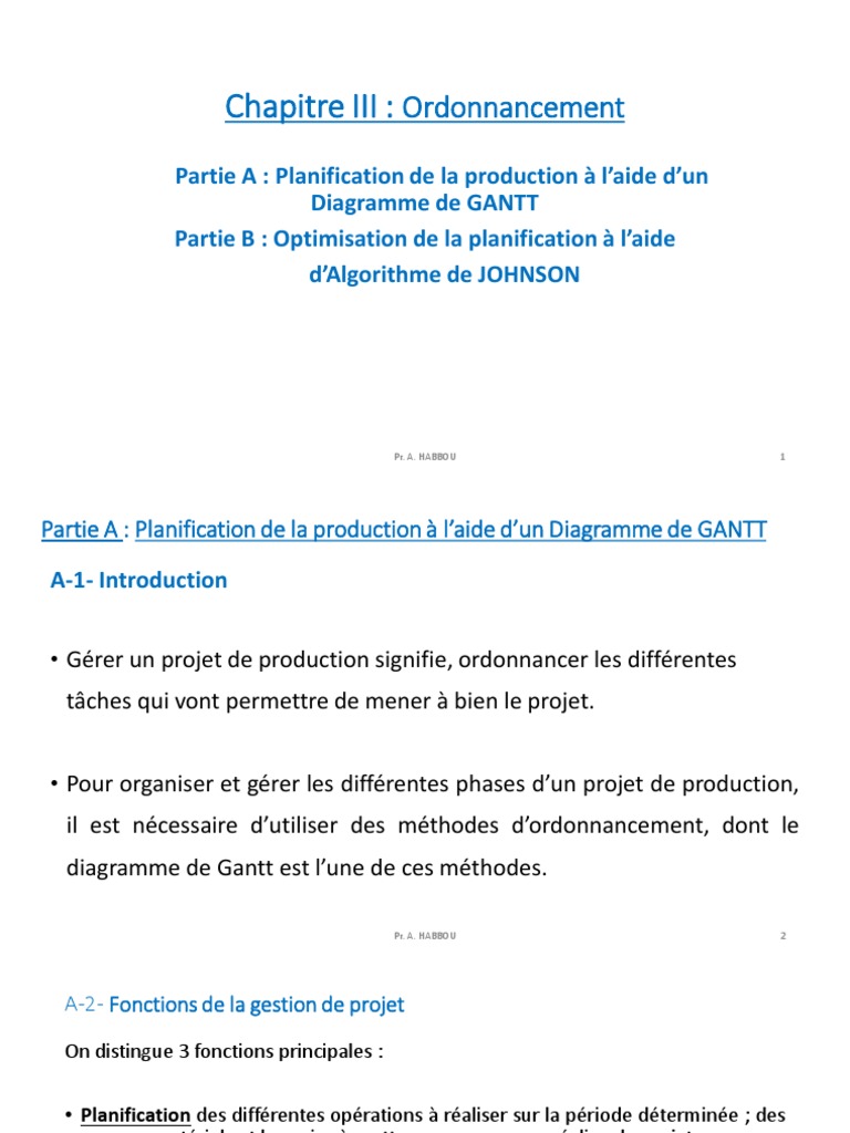 Chap 3 Ordonnancement | PDF | Planification | Gestion de projet
