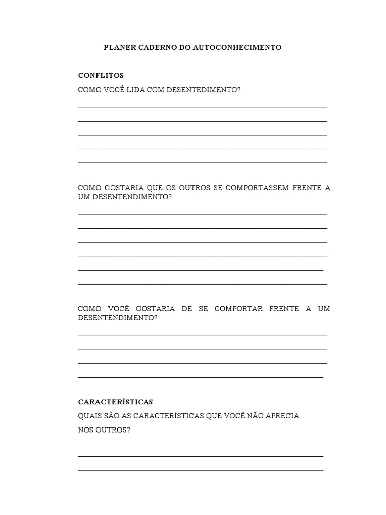 Planer Caderno Do Autoconhecimento Finalizado | PDF | Amor | Psicologia