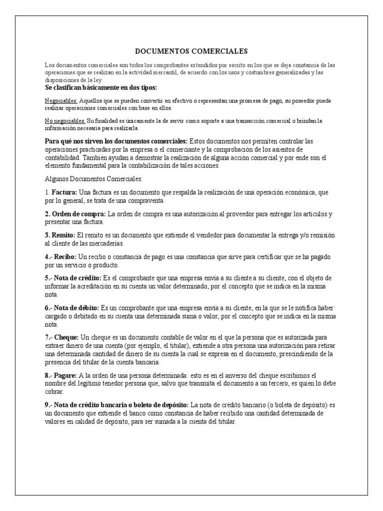 DOCUMENTOS COMERCIALES Resumen | PDF | Cheque | Bancos