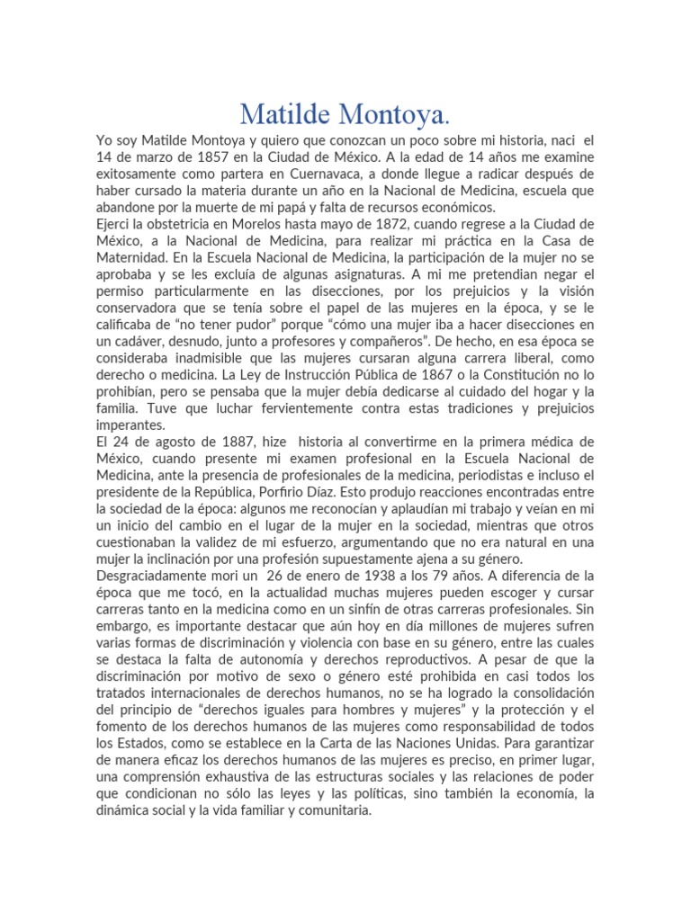 Biografía de Matilde Montoya | PDF | Mujer | Igualitarismo