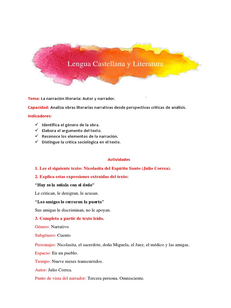 La Narración Literaria | PDF | Narración