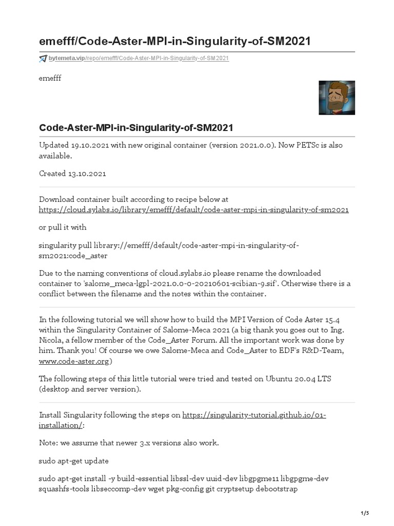 Bytemeta Vip Emefffcode Aster Mpi In Singularity Of Sm2021 Pdf Central Processing Unit