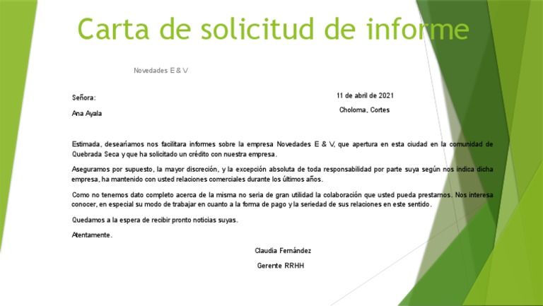 Carta de Solicitud de Informe | PDF