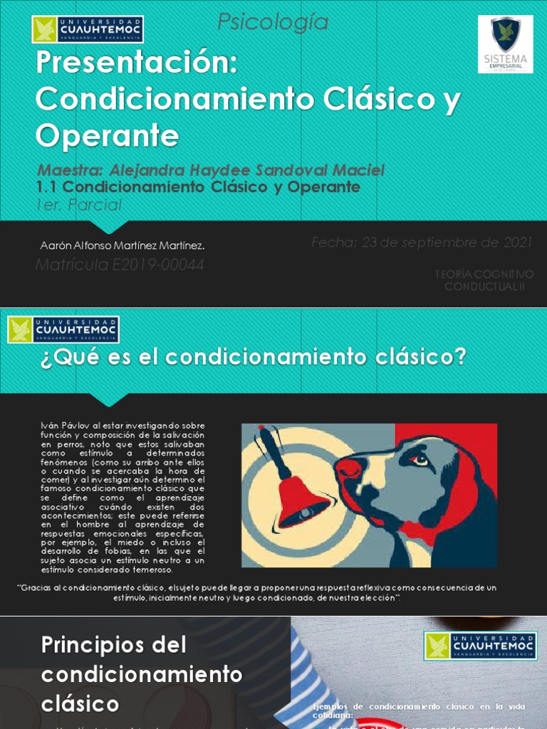 Esquemas de Condicionamiento Clásico y Operante | PDF | Reforzamiento ...