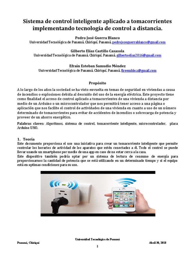 Sistema de Control Inteligente Aplicado A Tomacorrientes Implementando ...