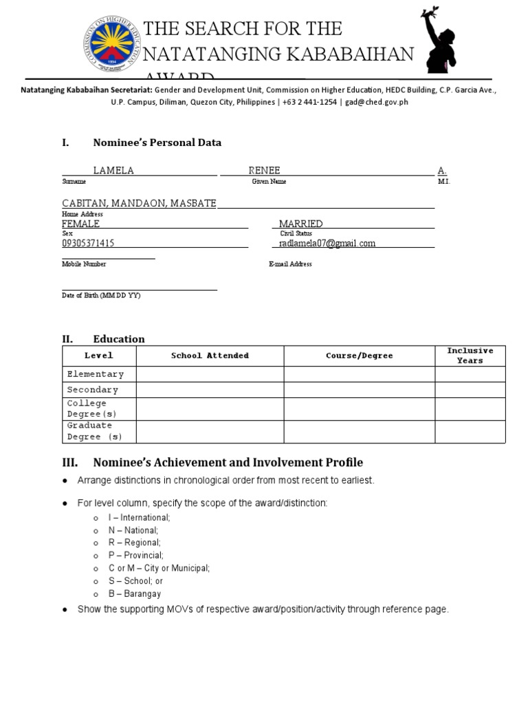 (OFFICIAL) Natatanging Kababaihan - Nomination Form - With - Consent ...