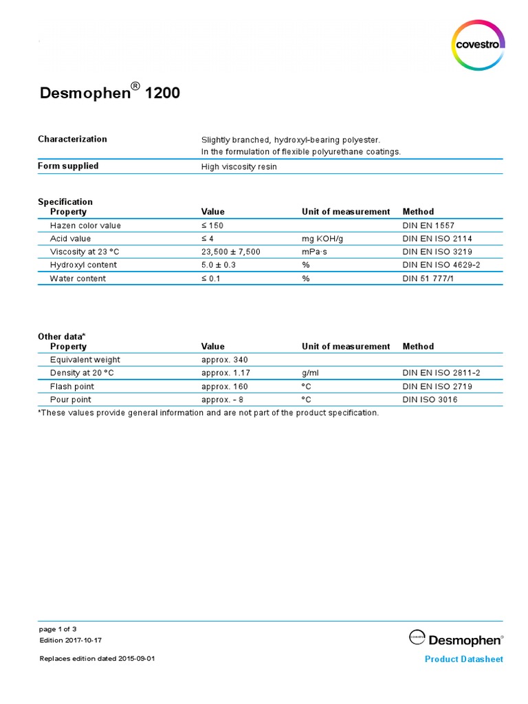 Desmophen 1200 - en - 00134597 17947398 20766463 | PDF | Safety | Polyester
