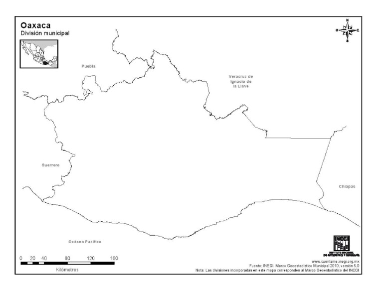 Mapa Del Estado de Oaxaca Sin Nombre Sin División | PDF