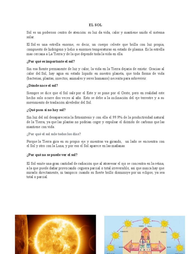 Importancia y características del Sol | PDF | Ciencia y matemáticas