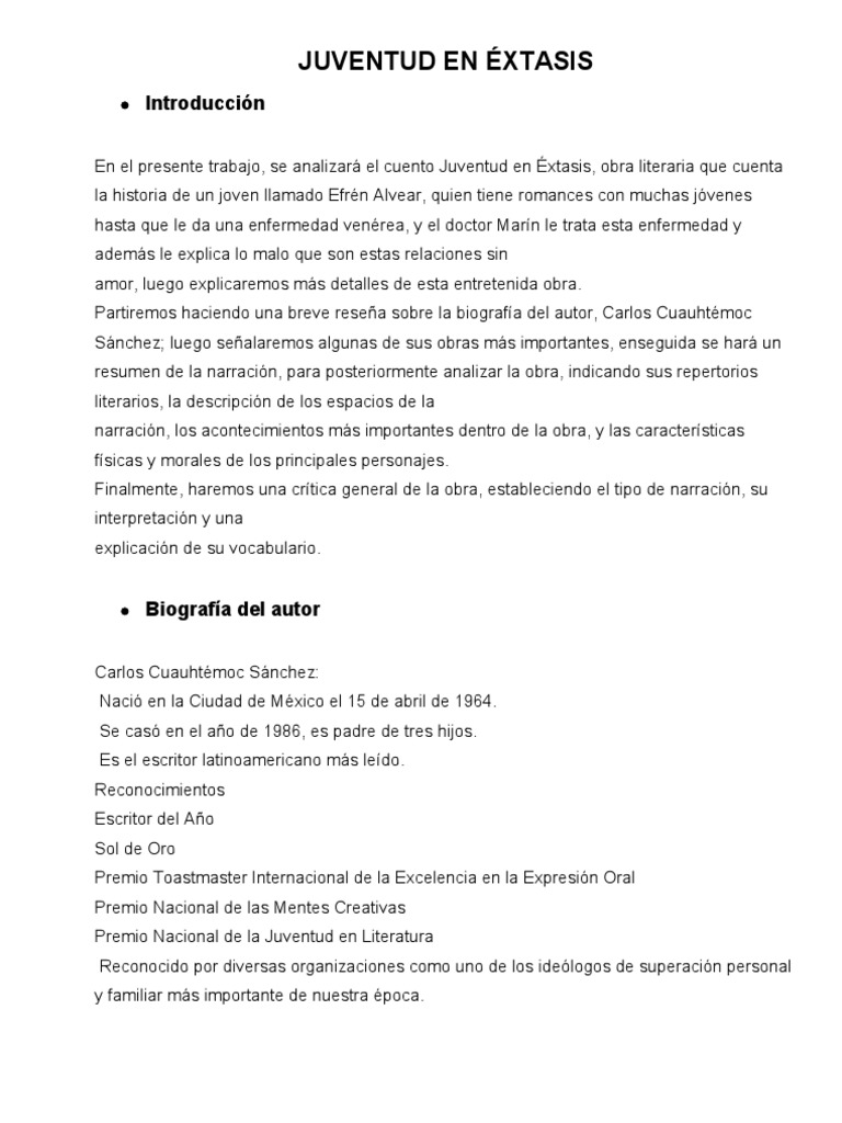 Juventud en Éxtasis | PDF | Amor | Narración