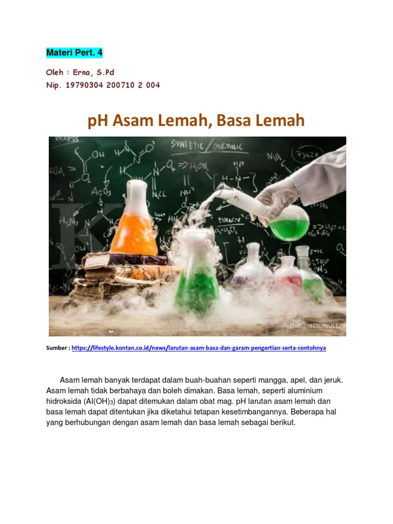Materi pert. 3 pH asam lemah, basa lemah.pdf | PDF