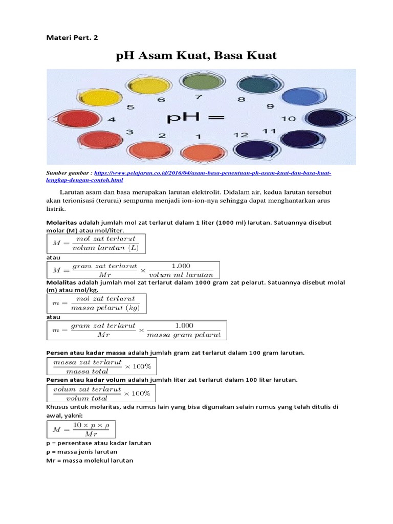 Materi Pert. 2 PH Asam Kuat, Basa Kuat PDF | PDF