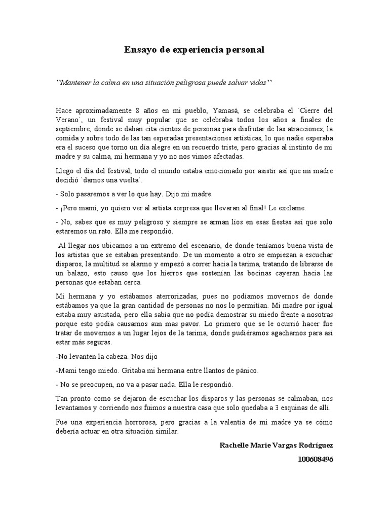 Ensayo de Experiencia Personal | PDF