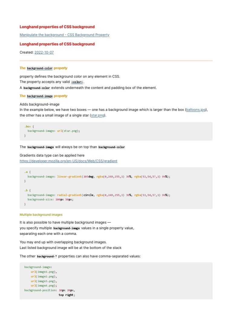 Longhand Properties of CSS Background | PDF | Computer Science | Software Development