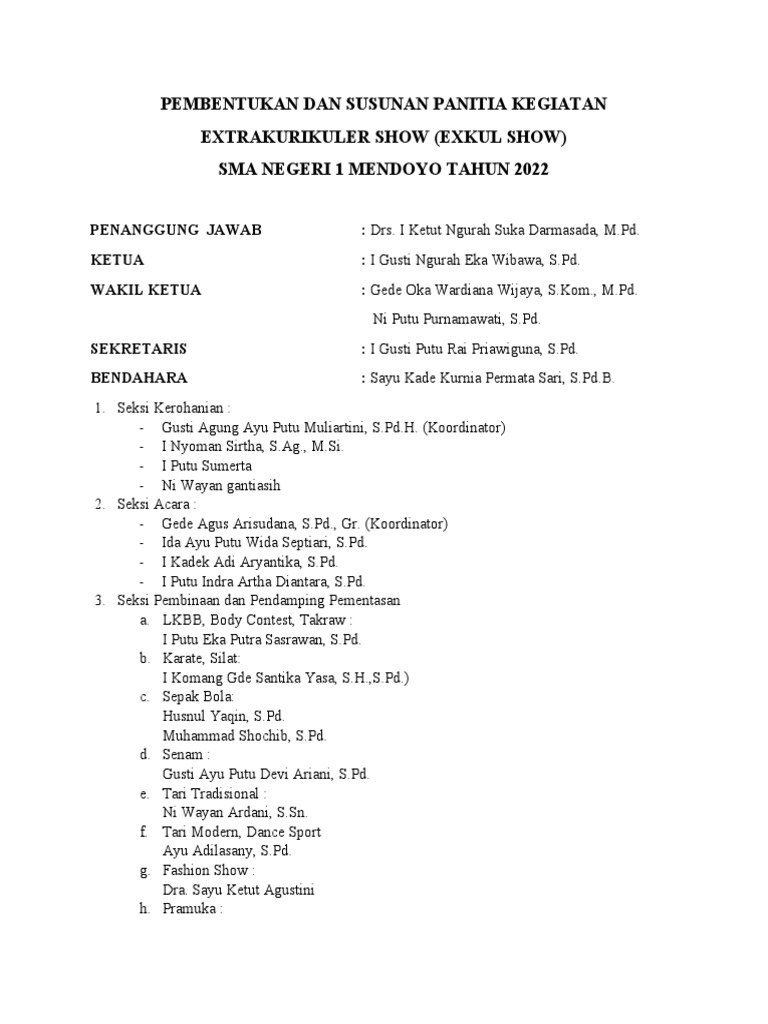 Pembentukan Dan Susunan Panitia Kegiatan | PDF