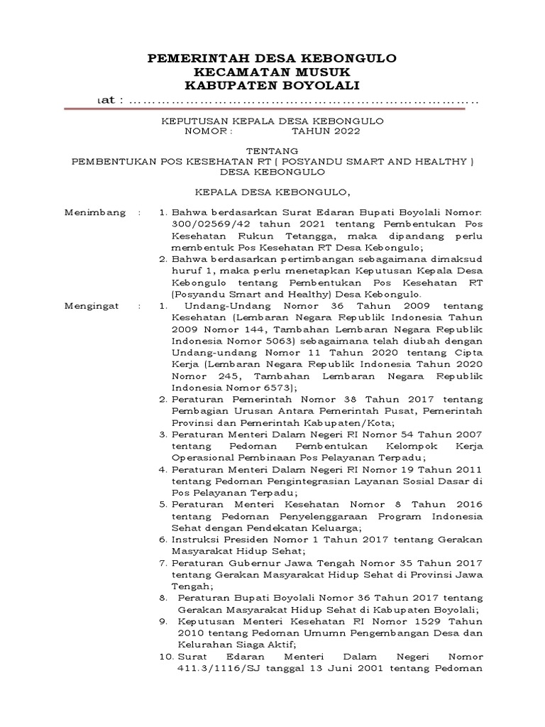 Contoh SK Pos Kes RT | PDF