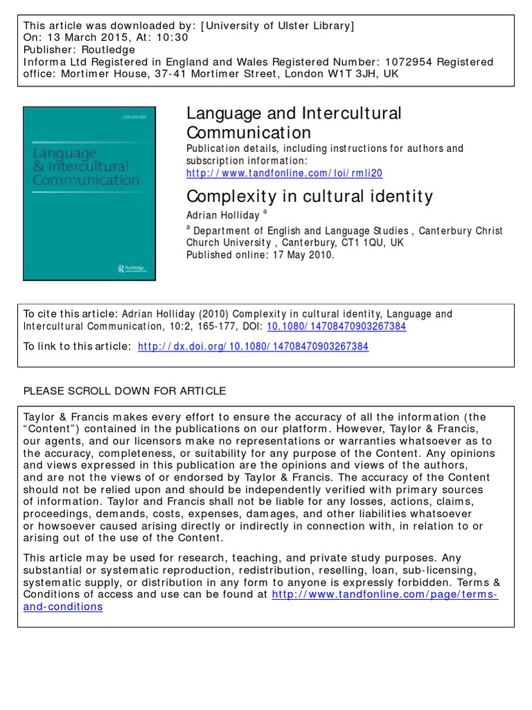 Cultural Identity Complexity | PDF | Reality | Cross Cultural Communication