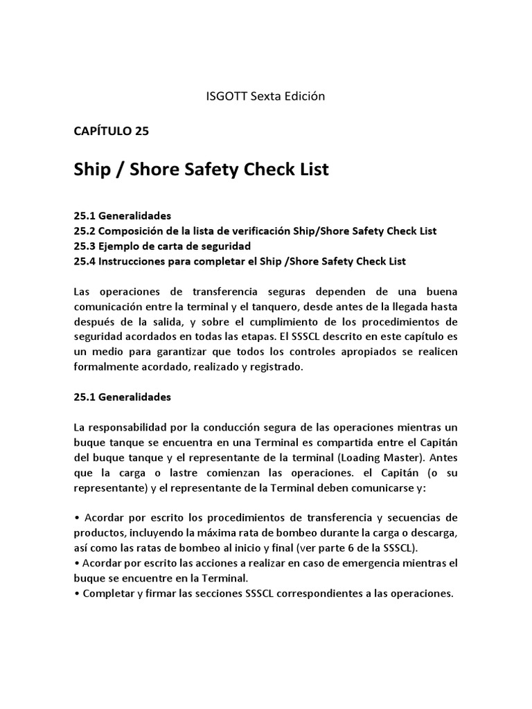 Capitulo 25 Ship-Shore Safety Check List | PDF | Gases
