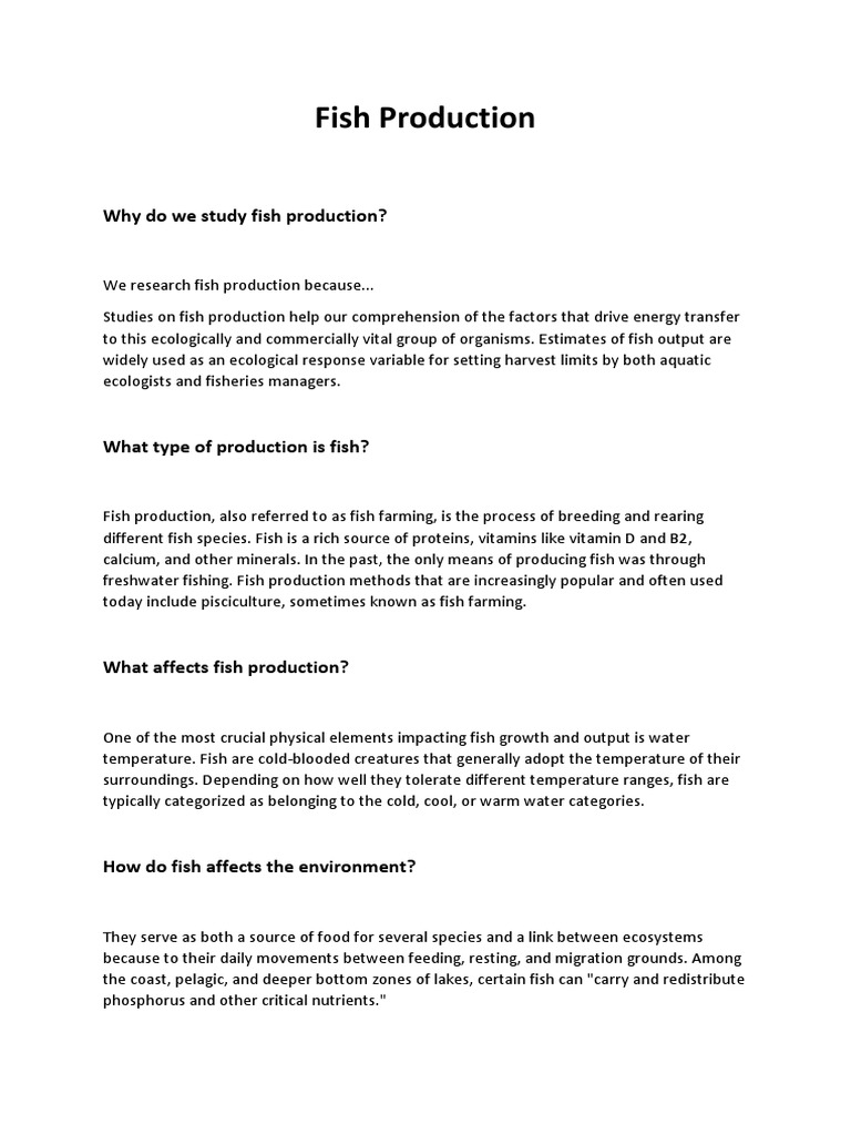 Fish Production | PDF | Fishery | Aquaculture