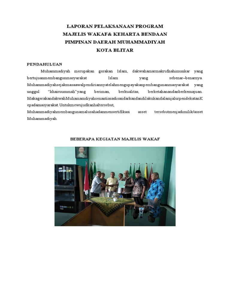 LAPORAN PELAKSANAAN PROGRAM Wakaf 2023 | PDF