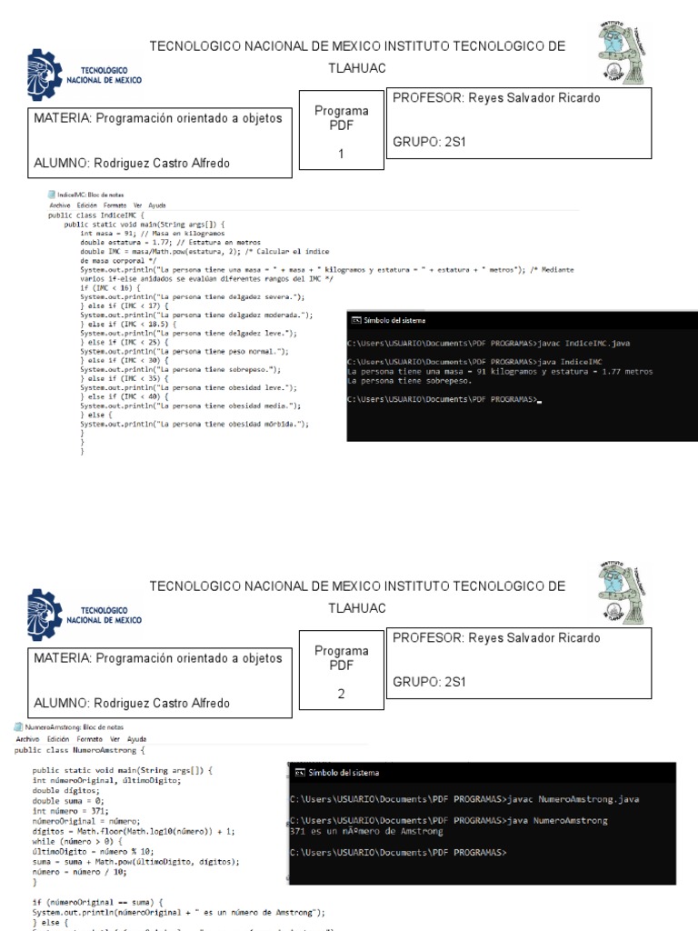 Programas_PDF.docx | PDF | Objeto (informática) | Programación orientada a objetos
