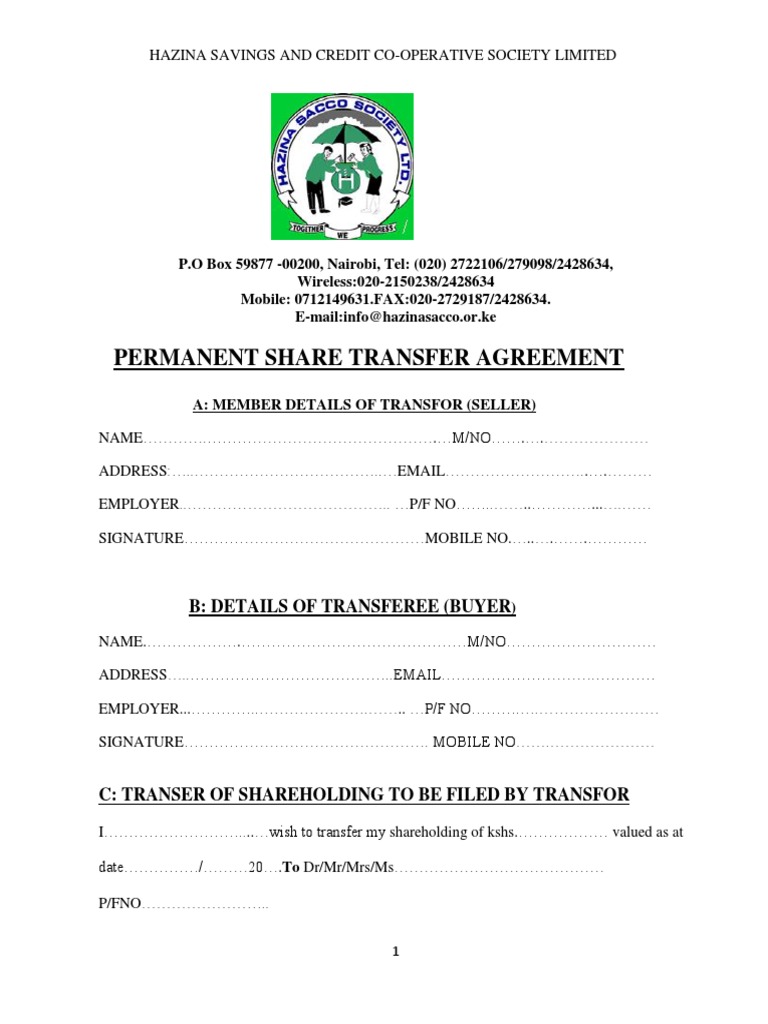Share Transfer Form PDF | PDF | Business | Law