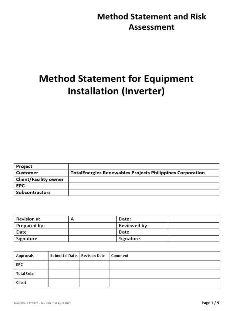 Inverter Installation Method Statement | PDF | Screw | Direct Current