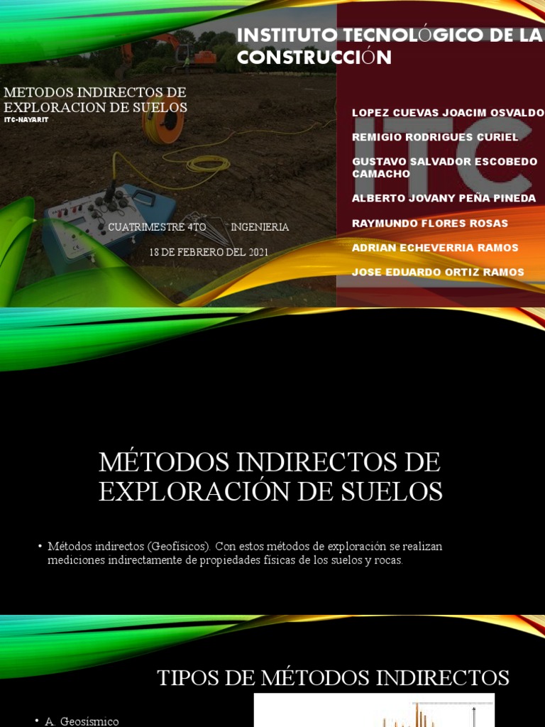 Diapositivas de Suelos - Exploracion de Suelos - Metodos Indirectos | PDF | Campo magnético de ...