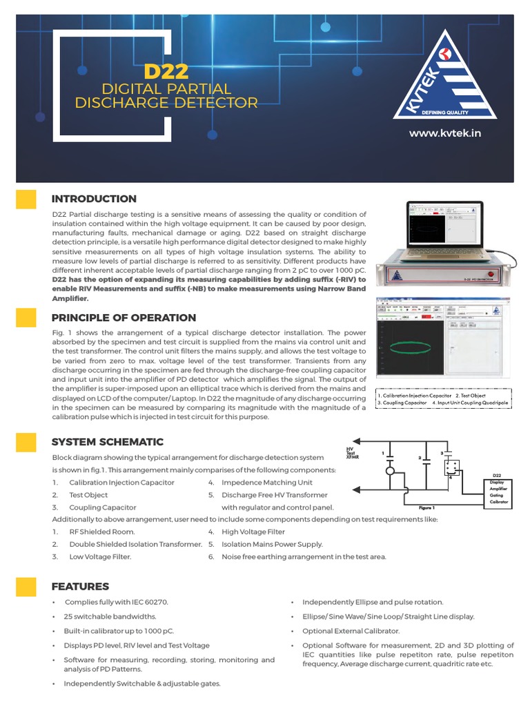 D22 Digital Partial Discharge Detector | PDF | Amplifier | Electrical Engineering