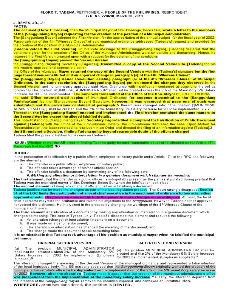Tadena vs. People | PDF | Falsifiability | Common Law