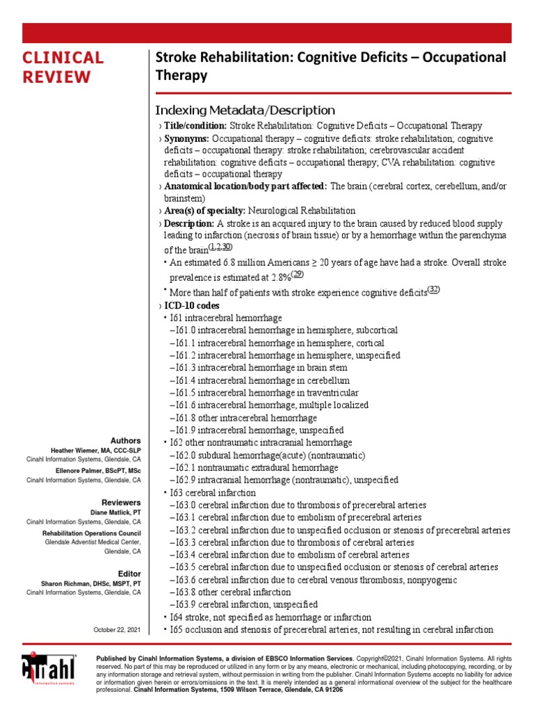 Stroke Cognitive Deficits PDF | Download Free PDF | Stroke | Ischemia