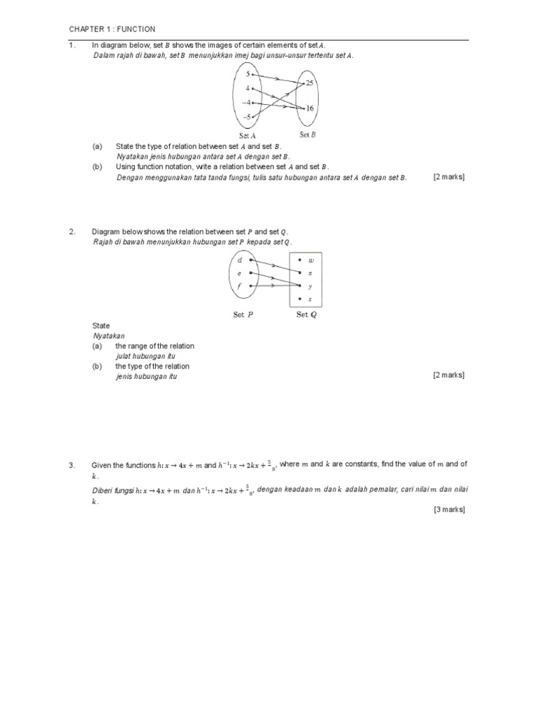 Chapter 1 F4 Function Latihan PDF | PDF