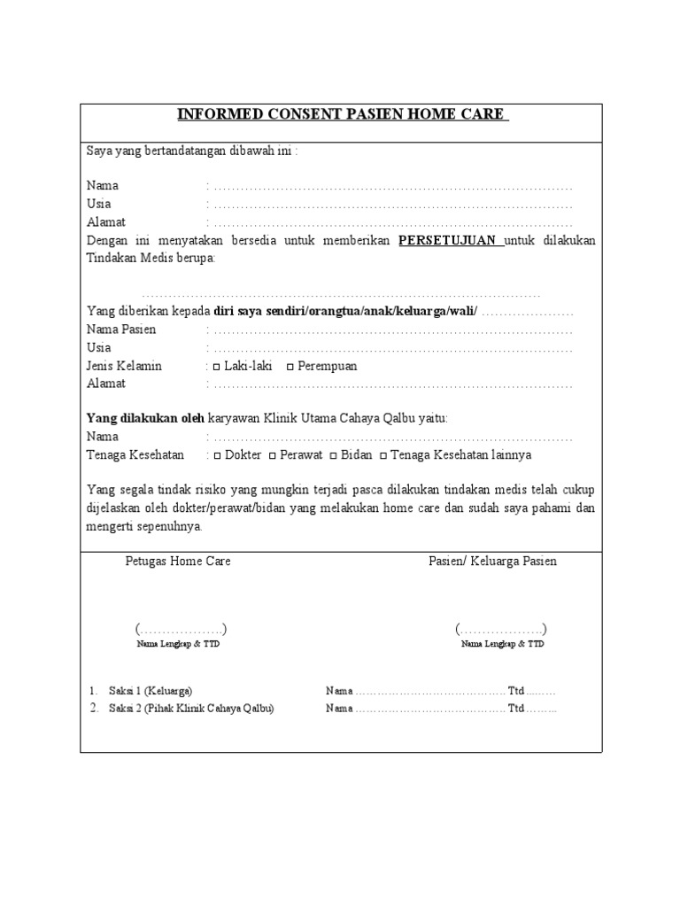 Informed Consent Pasien Home Care | PDF