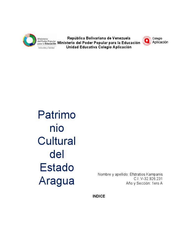 Patrimonio Cultural Del Estado Aragua | PDF