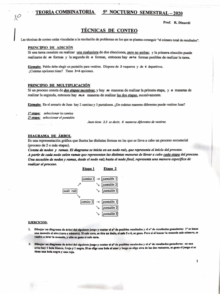 Teoria Combinatoria - Tecnicas de Conteo | PDF | Permutación | Combinatoria