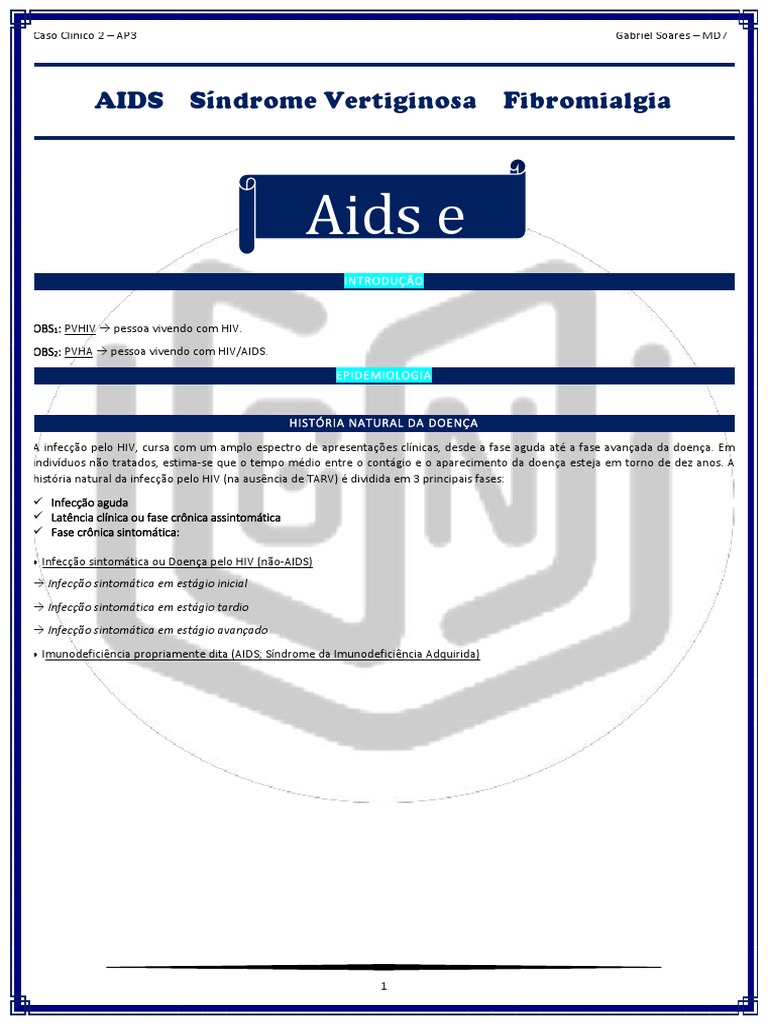 Fases da Infecção por HIV: Sintomas e Diagnóstico | PDF | HIV/AIDS | HIV