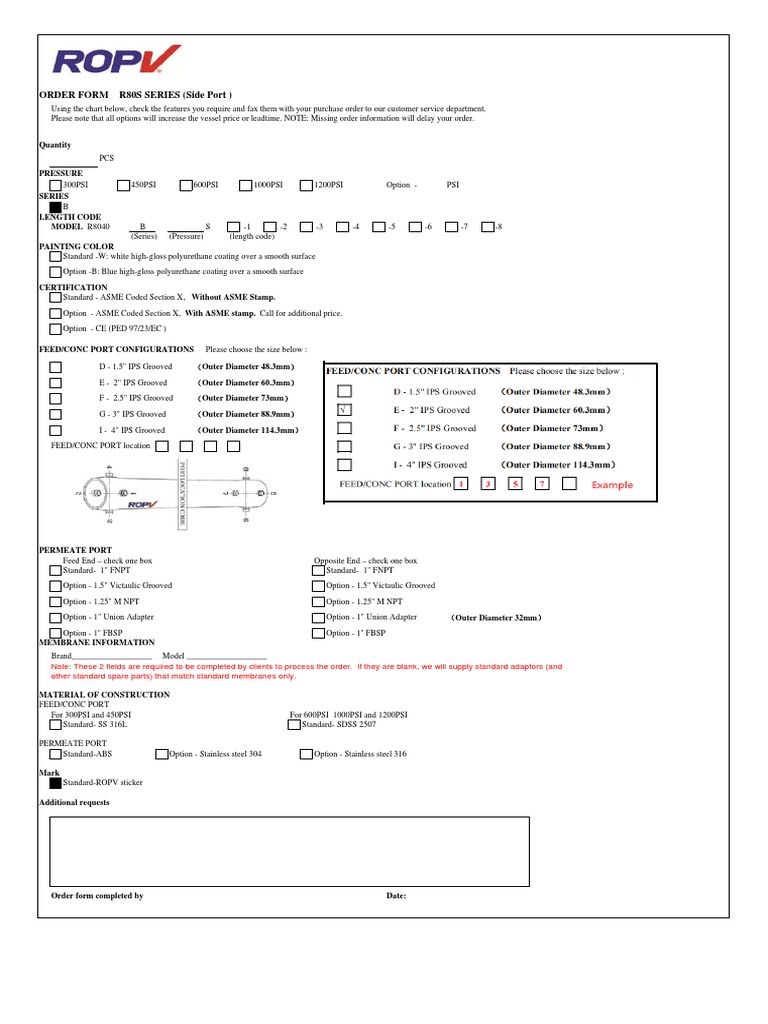 Order Form - R80S Side Port 20220418 | PDF