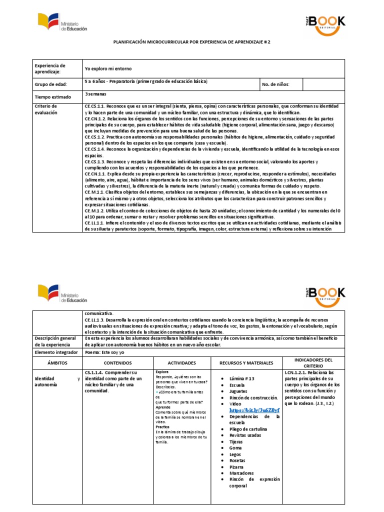 Experiencia De Aprendizaje 2 Pdf Color Aprendizaje
