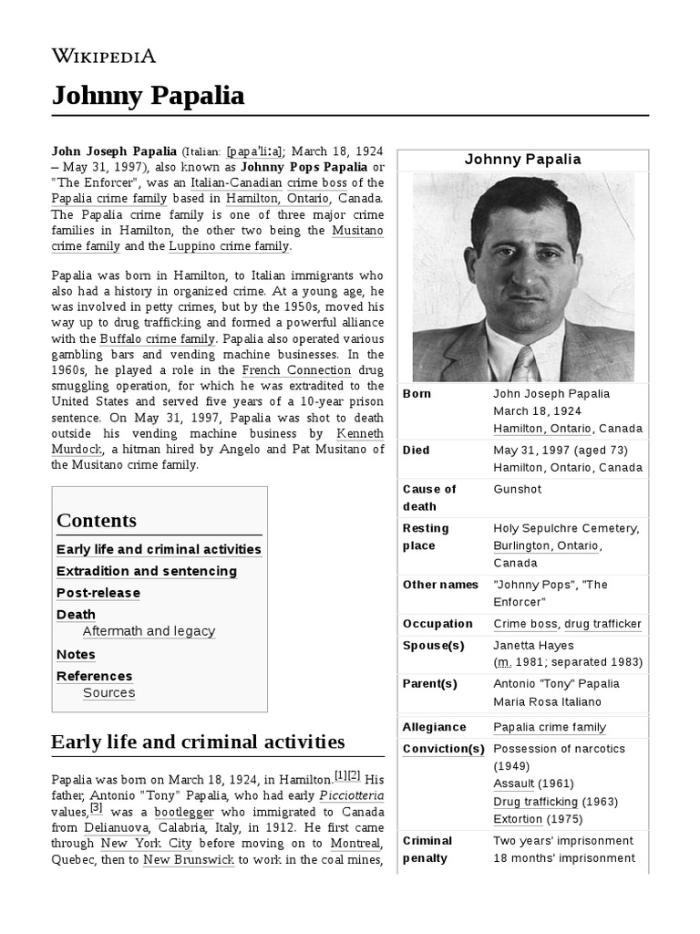 Johnny Papalia | PDF | Crimes | Crime & Violence